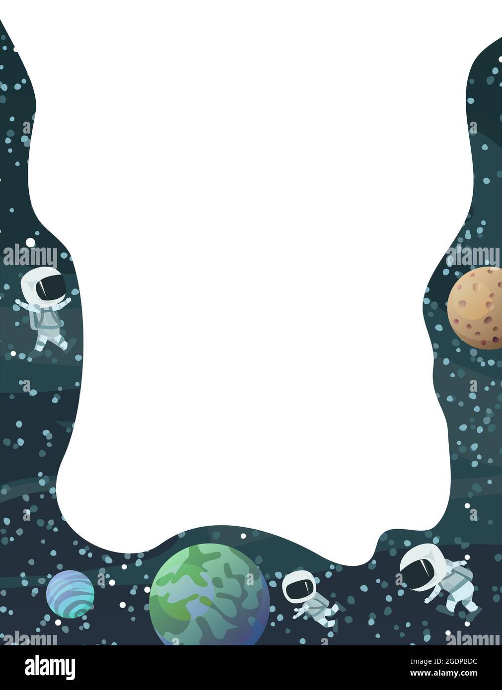 Astronauts in spacesuits. Cosmos background. Childrens illustration ...