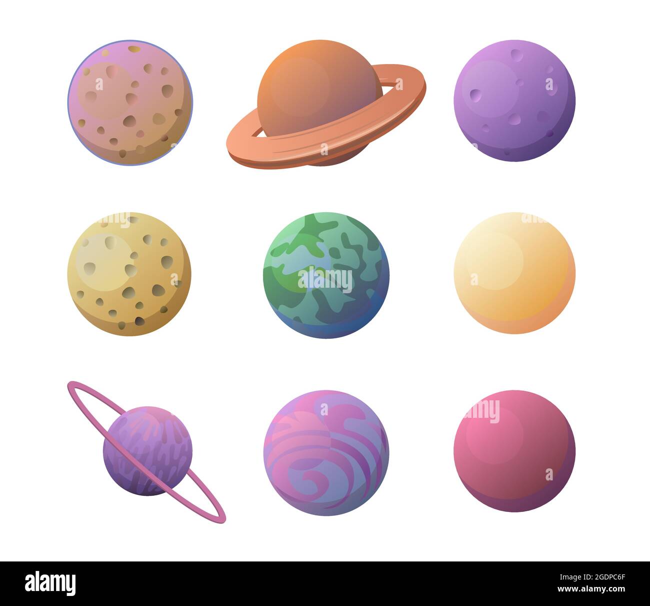 Set of planets. Space objects. Isolated on white background. Vector ...