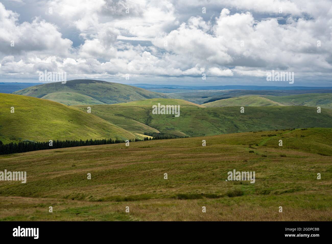 View from the Scotland - England border ridge (Windy Gyle) looking ...