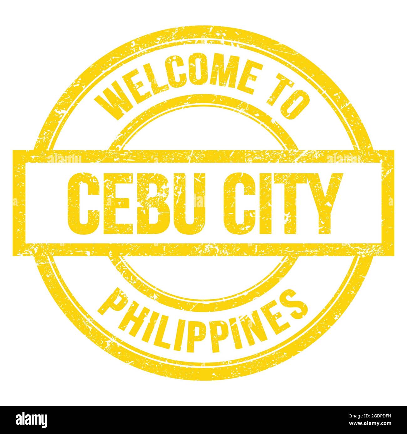 WELCOME TO CEBU CITY - PHILIPPINES, words written on yellow round ...
