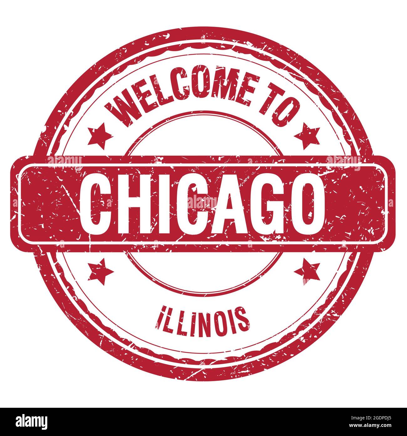 WELCOME TO CHICAGO - ILLINOIS, words written on red grungy stamp Stock ...