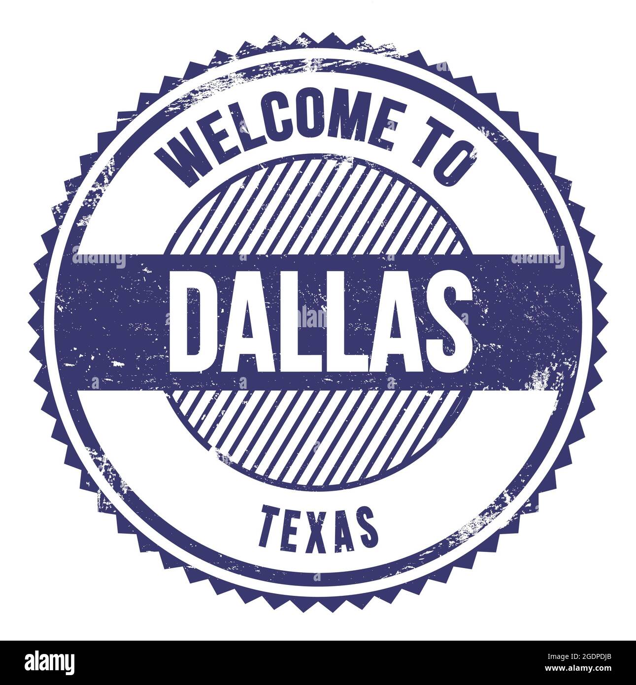 WELCOME TO DALLAS - TEXAS, words written on blue zig zag stamp Stock ...