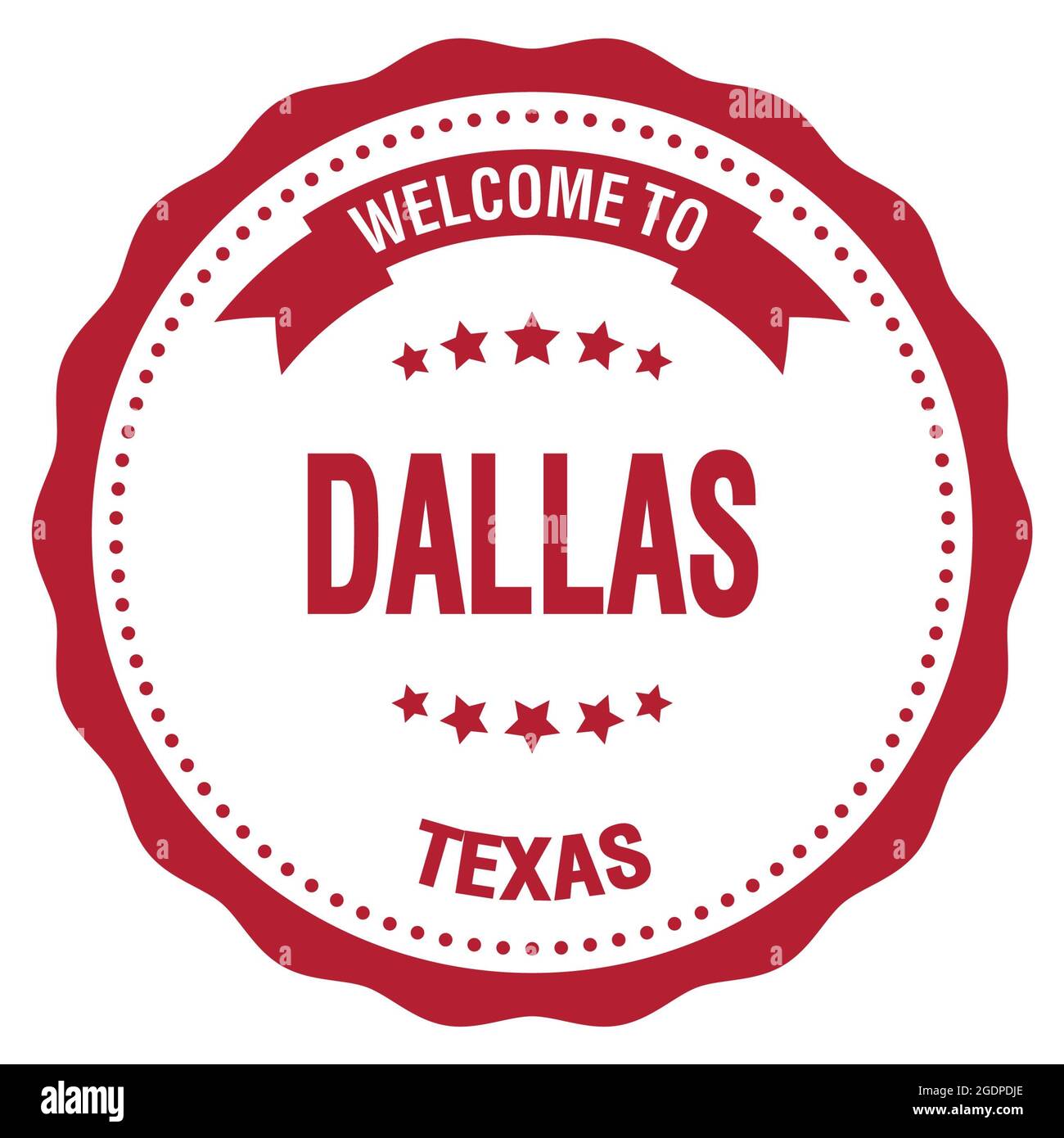 WELCOME TO DALLAS - TEXAS, words written on red round badge stamp Stock ...