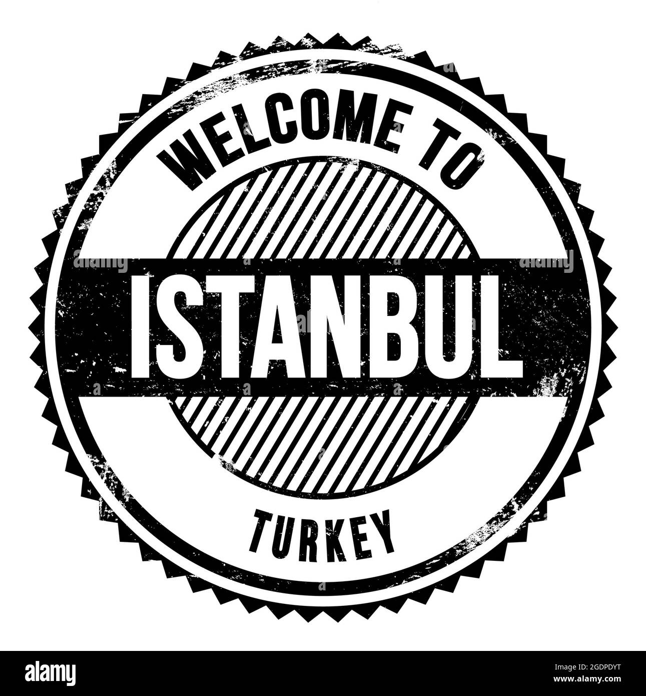 WELCOME TO ISTANBUL - TURKEY, words written on black zig zag stamp ...