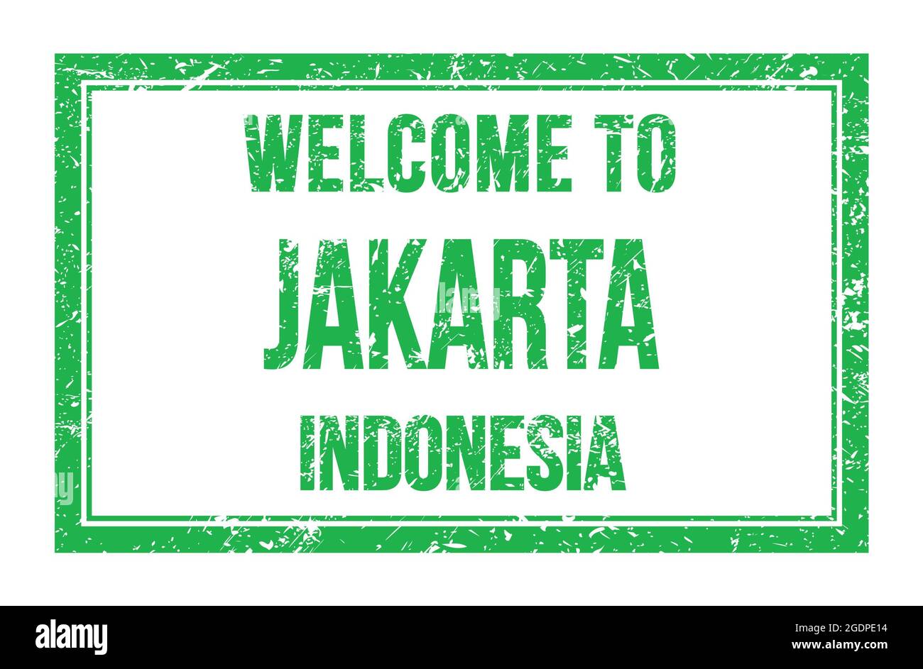 WELCOME TO JAKARTA - INDONESIA, words written on green rectangle post ...
