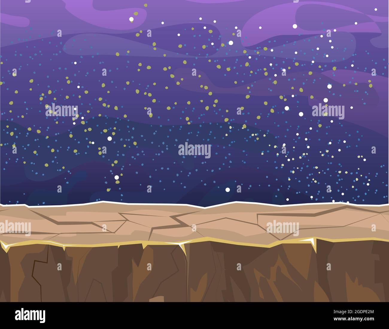 Cosmos background. Platform. Starry sky landscape. Flat style. Cartoon ...