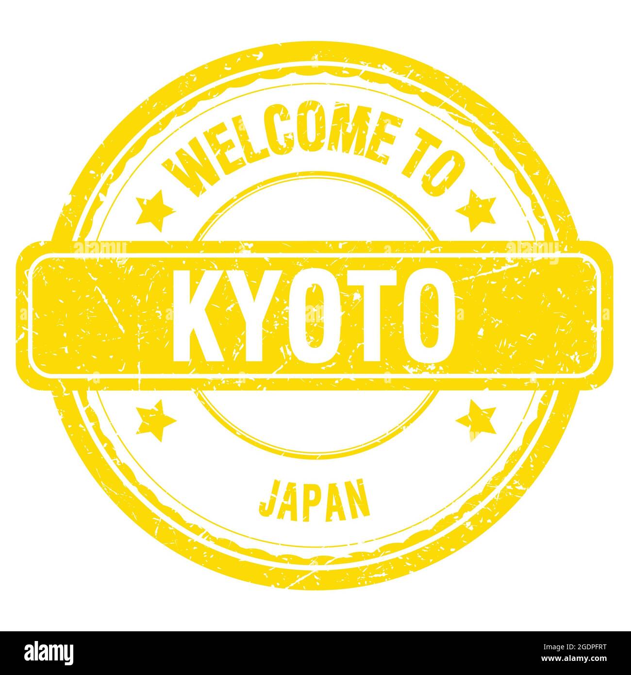 WELCOME TO KYOTO - JAPAN, words written on yellow grungy stamp Stock ...