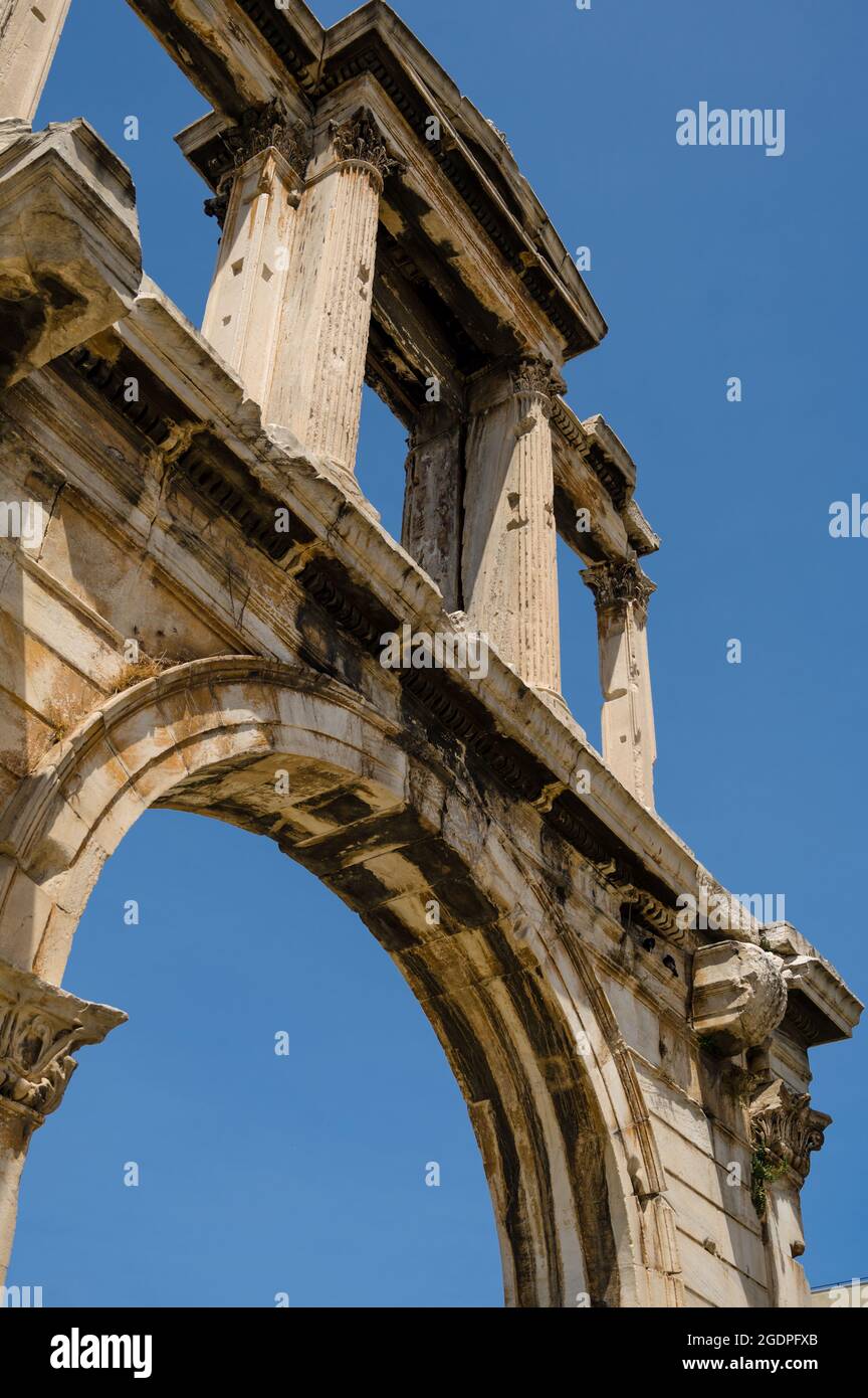 The Arch of Hadrian. Hadrian's Gate. Roman triumphal arch in Athens ...
