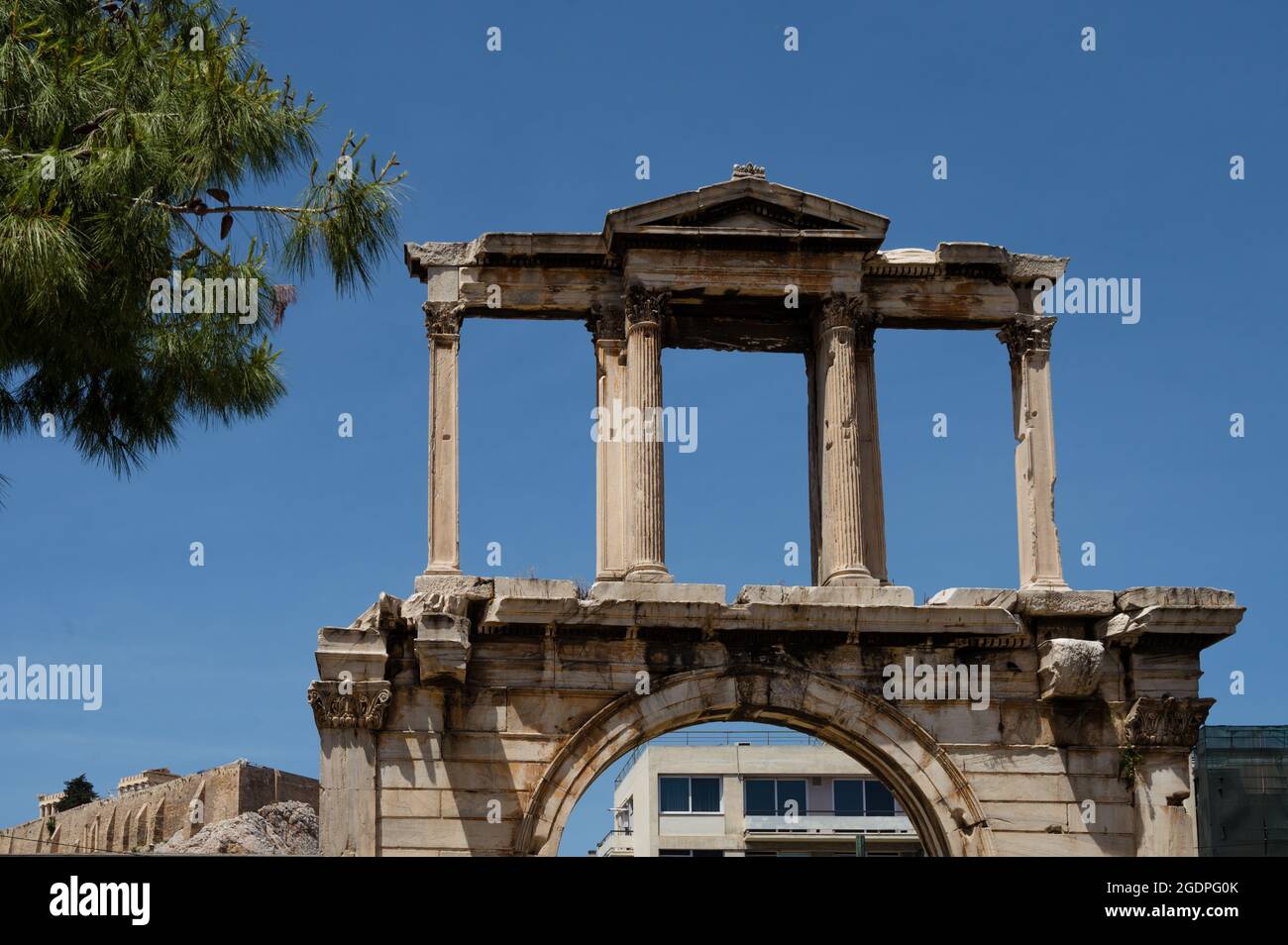 The Arch of Hadrian. Hadrian's Gate. Roman triumphal arch in Athens ...