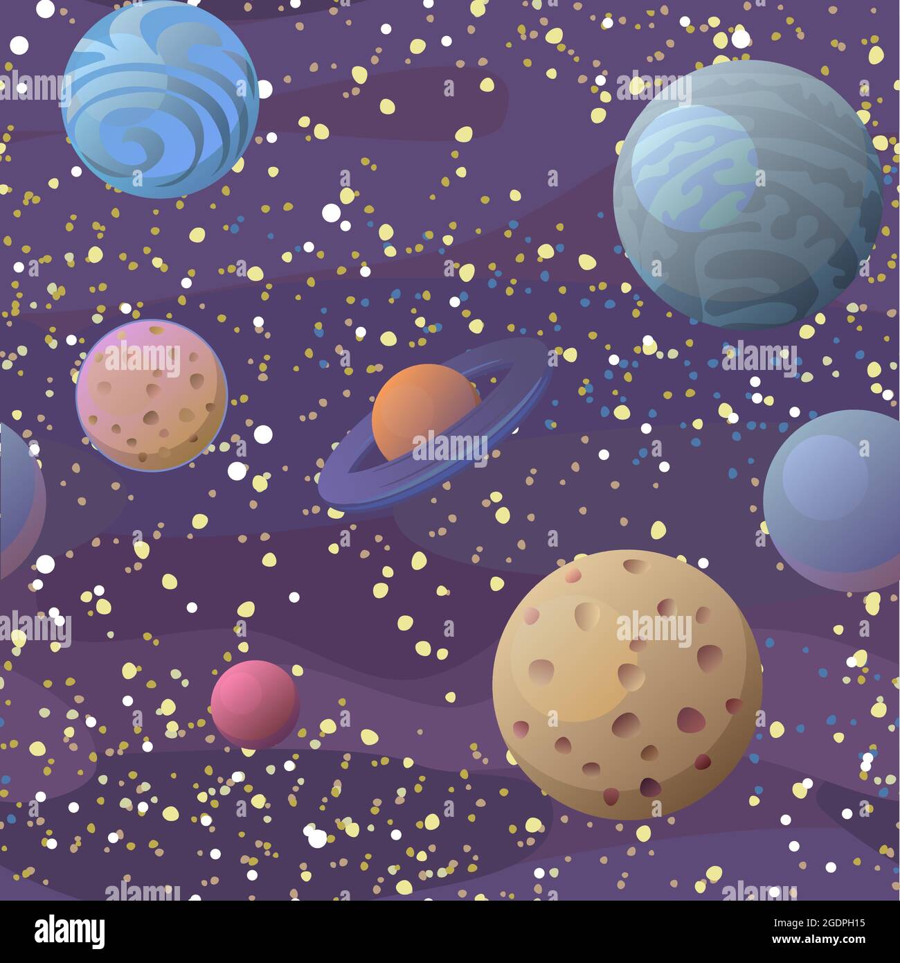 Cosmos background. Planets and satellites. Seamless pattern. Childrens ...
