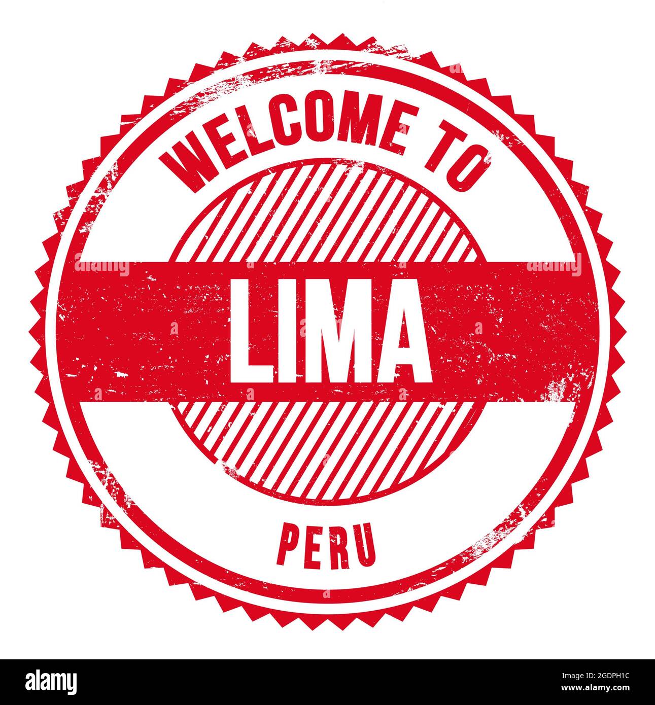 WELCOME TO LIMA - PERU, words written on red zig zag stamp Stock Photo ...