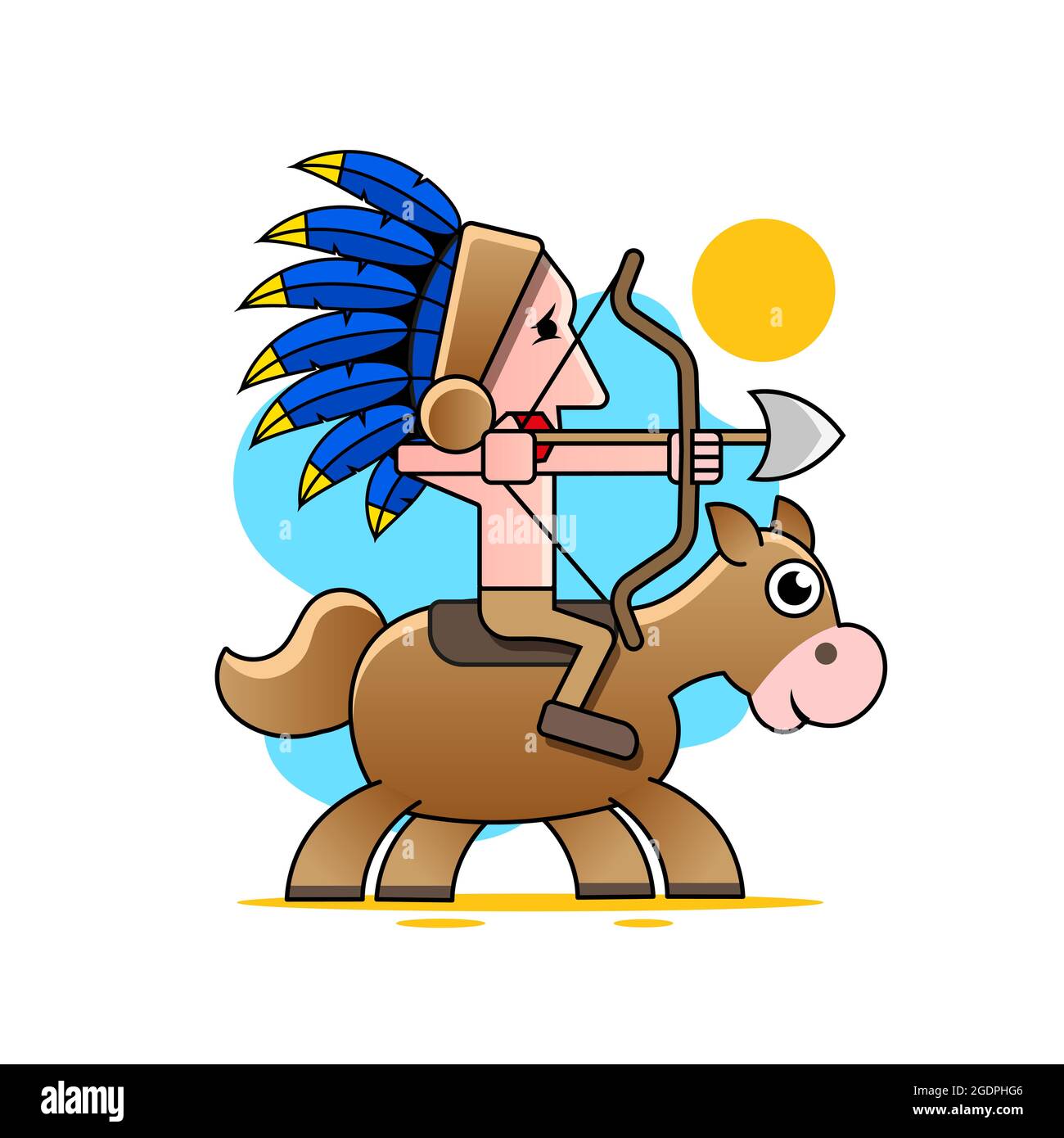 Native American with bow and arrow. Vector isolated Stock Vector Image ...