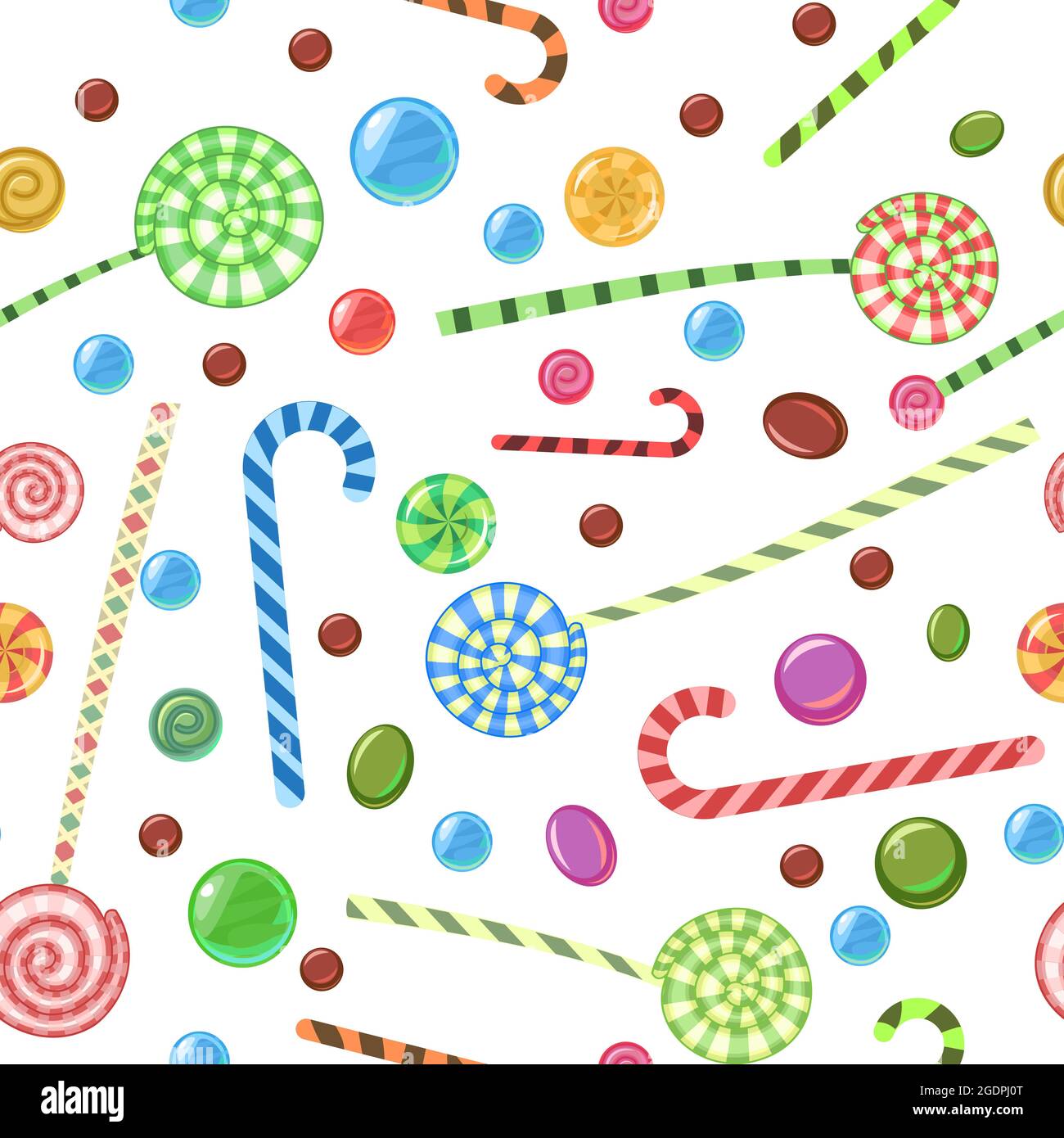 Sweets and scattered. Seamless pattern. Assorted lollipop dessert ...