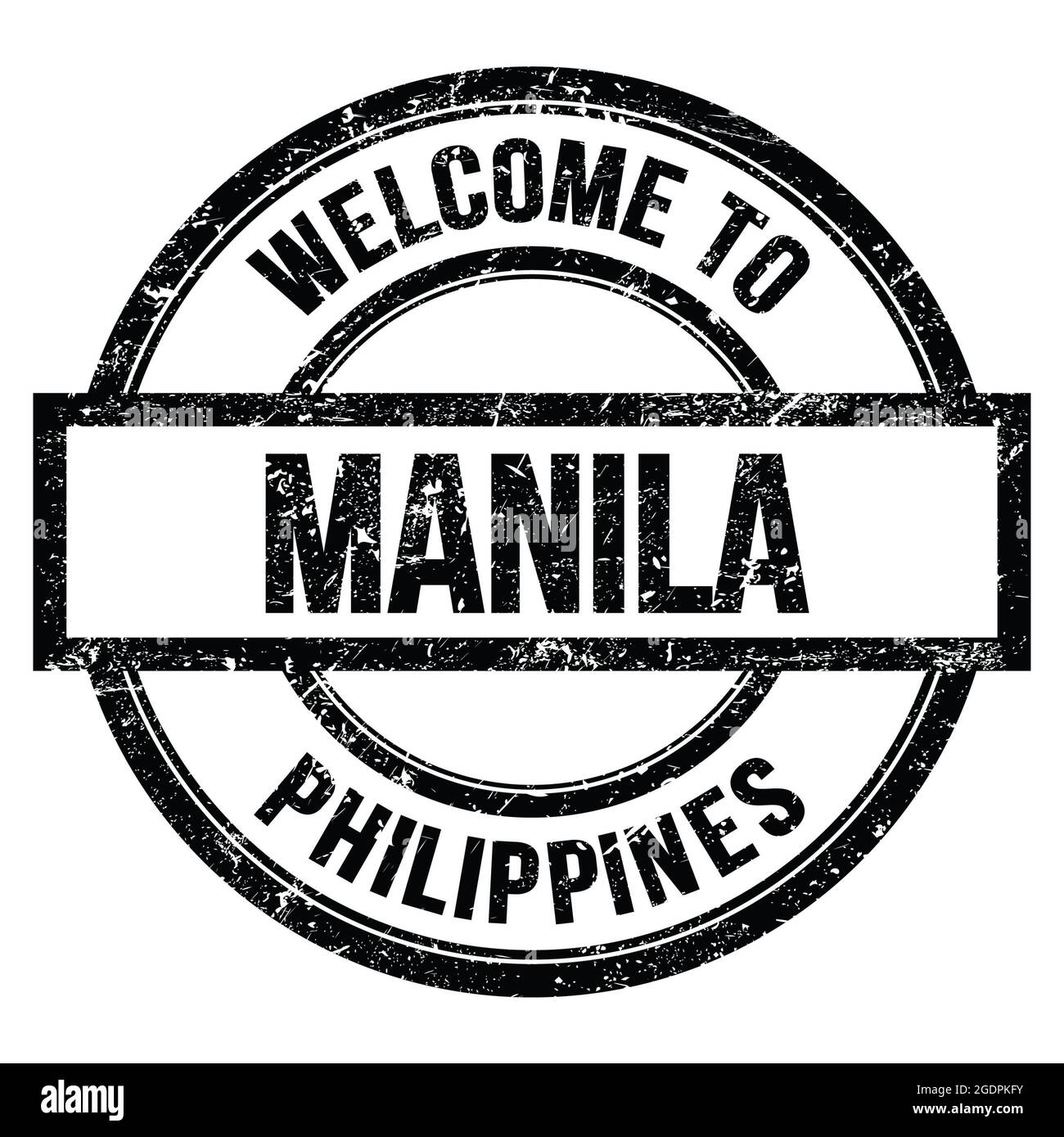 WELCOME TO MANILA - PHILIPPINES, words written on black round simple ...