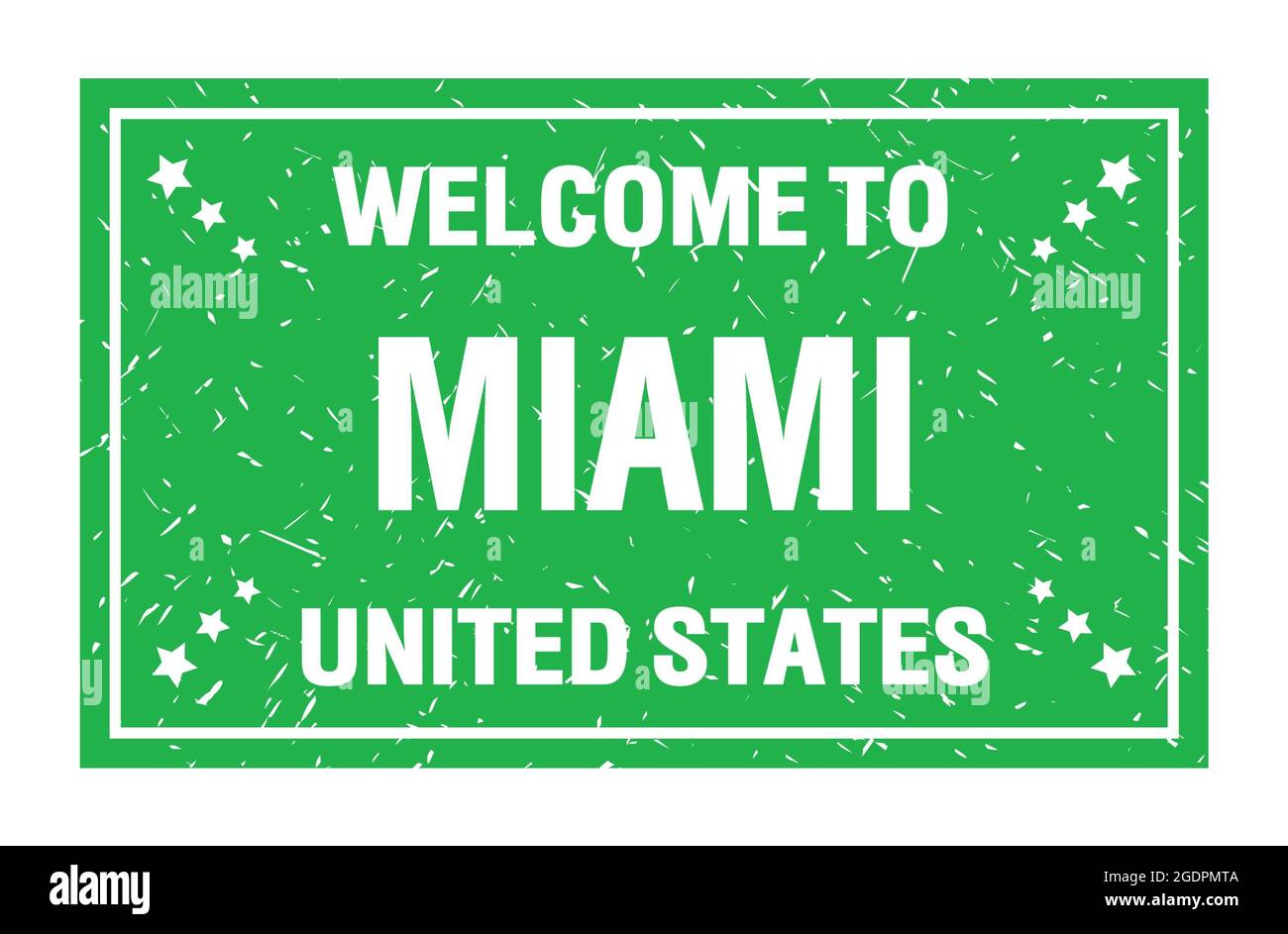 WELCOME TO MIAMI - UNITED STATES, words written on green rectangle flag ...