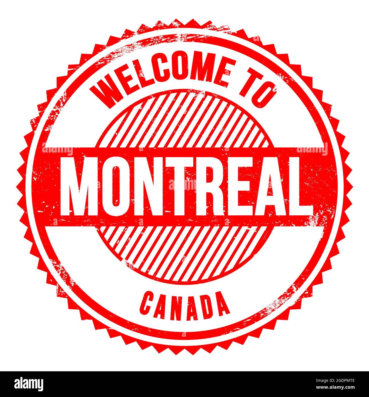 WELCOME TO MONTREAL - CANADA, words written on red zig zag stamp Stock ...