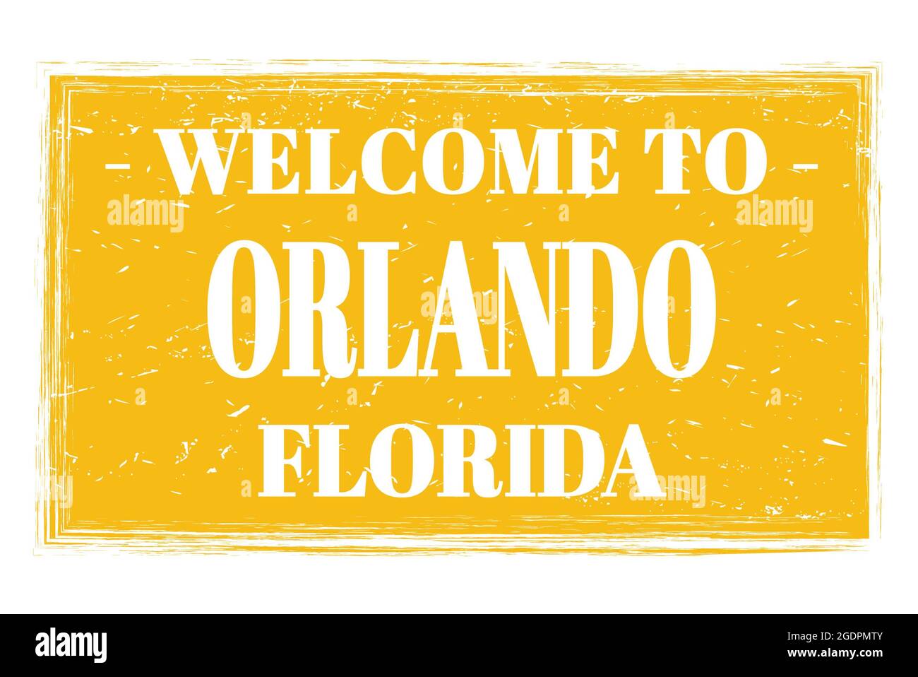 WELCOME TO ORLANDO - FLORIDA, words written on yellow rectangle post ...