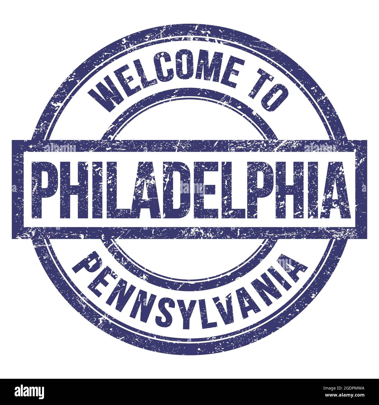 WELCOME TO PHILADELPHIA - PENNSYLVANIA, words written on blue round ...