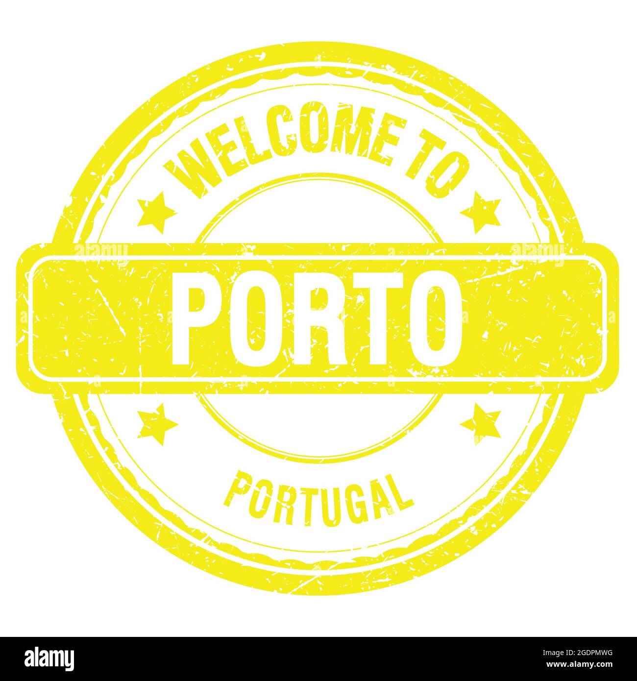 WELCOME TO PORTO - PORTUGAL, words written on yellow grungy stamp Stock ...