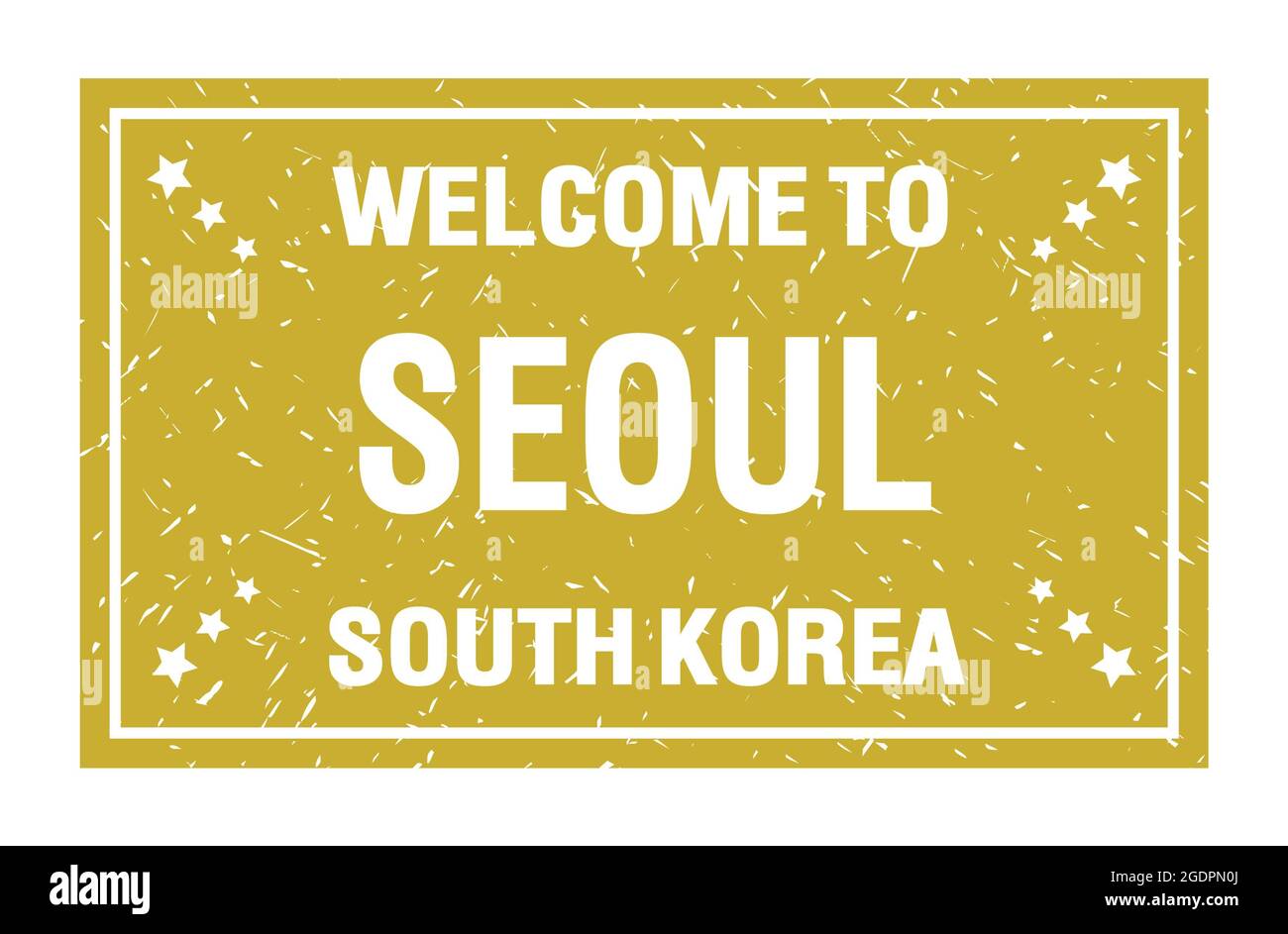 WELCOME TO SEOUL - SOUTH KOREA, words written on yellow rectangle flag ...