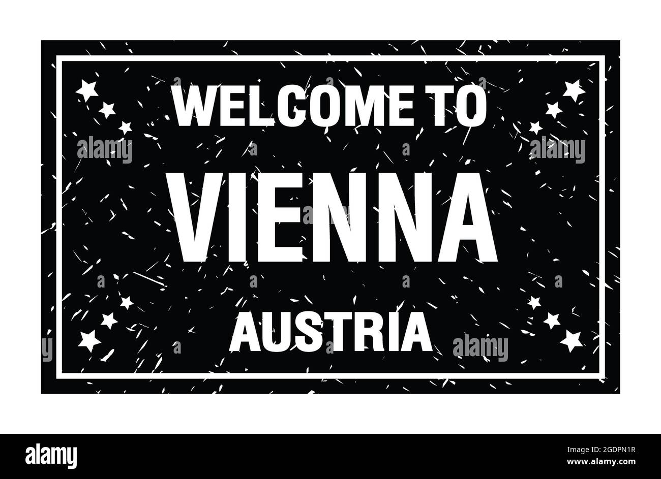 WELCOME TO VIENNA - AUSTRIA, words written on black rectangle flag ...
