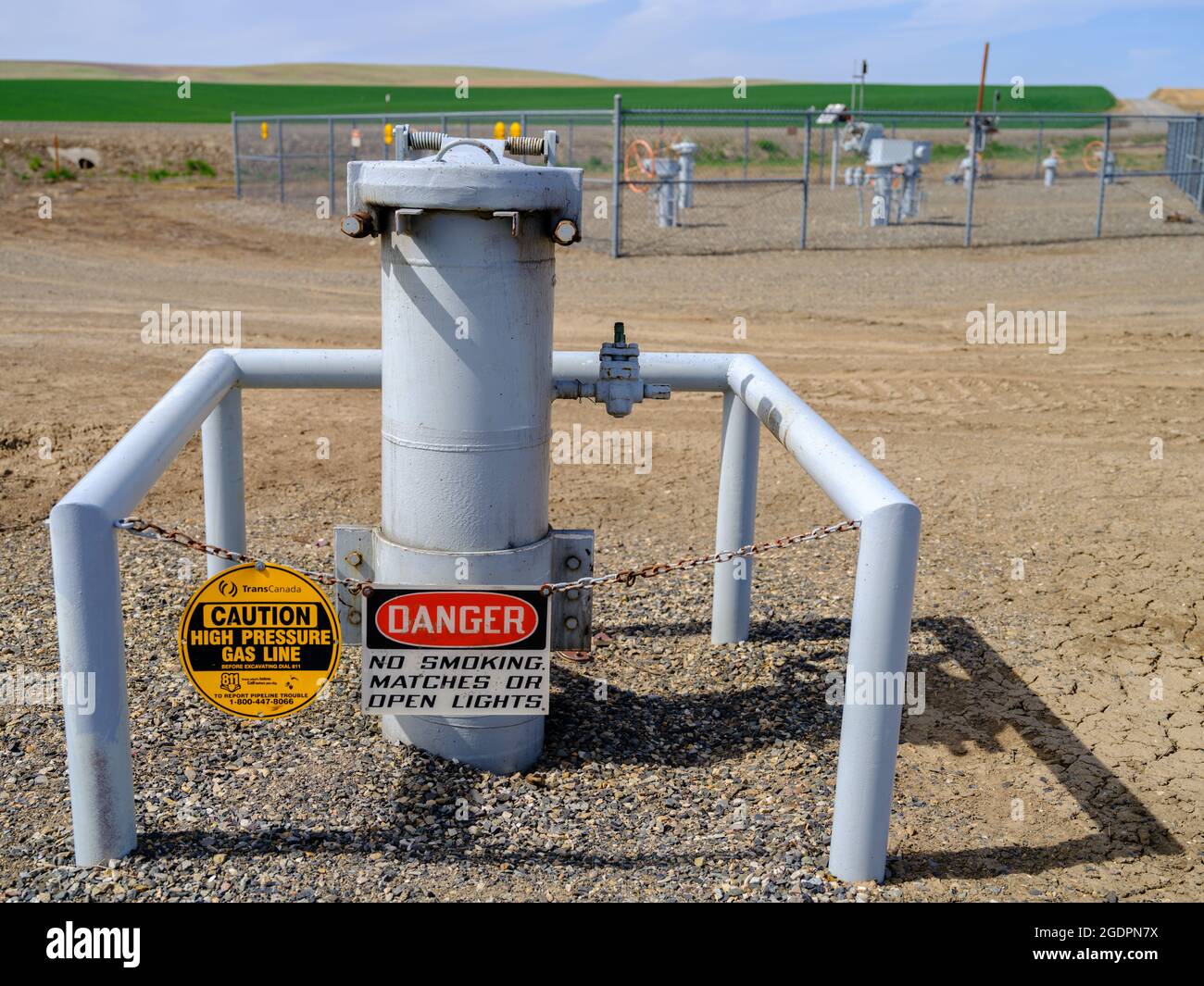Natural gas pipeline facility in rural southeastern Washington, USA ...