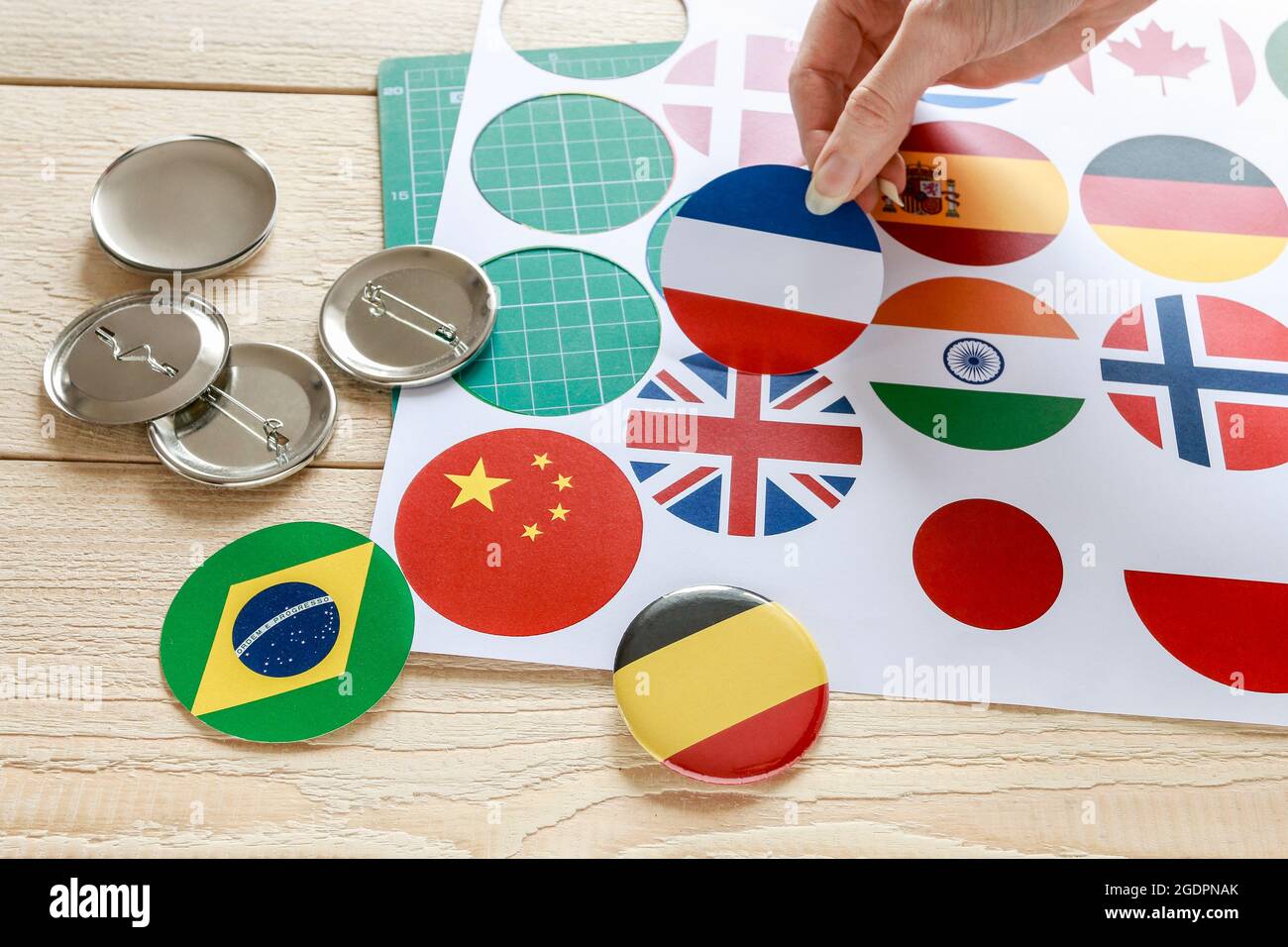 How to make button badges with different country flags. Step by step ...