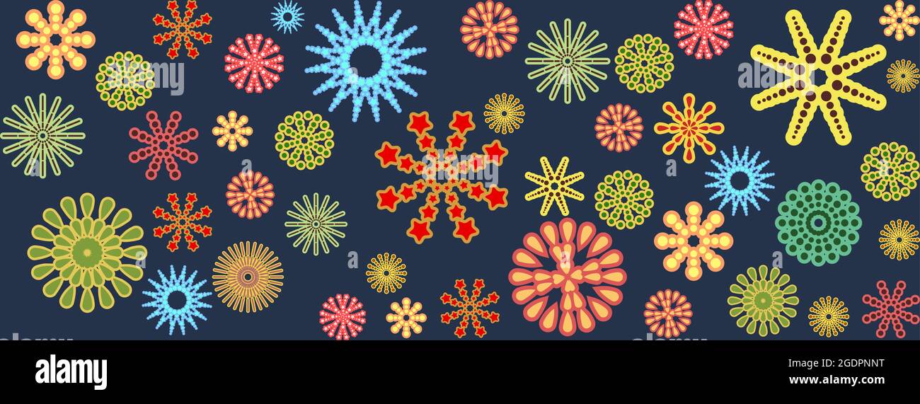 Festive background. Seamless picture. Bright flashes of fireworks in a ...