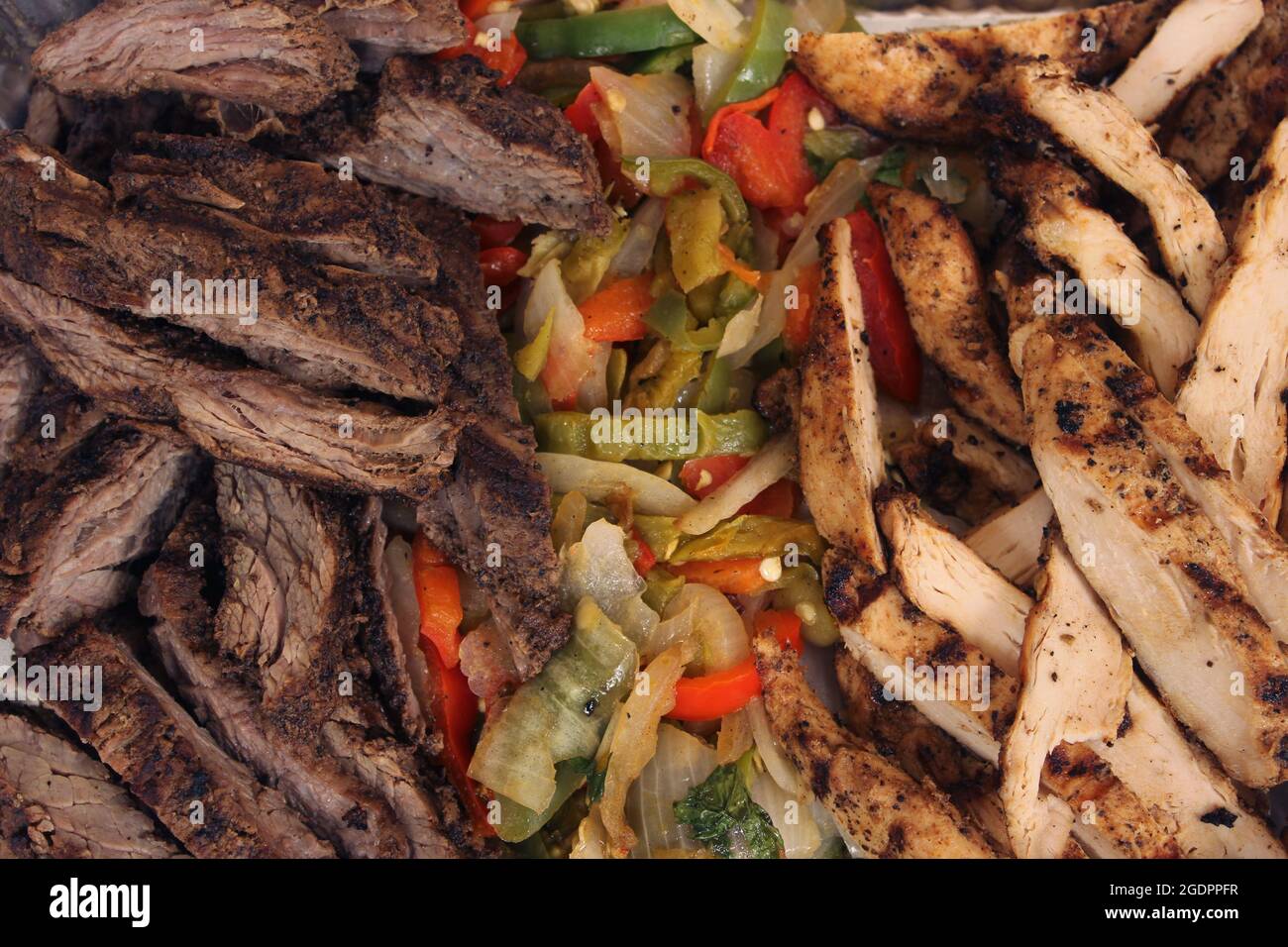 Beef and Chicken Fajita Takeout Meal Stock Photo - Alamy