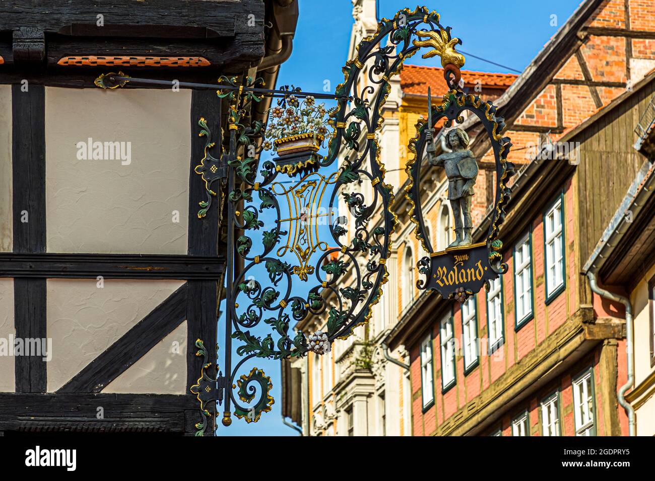 Nose module with a Roland figure on a half-timbered house in ...