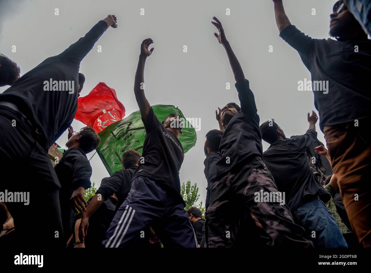 Srinagar, India. 14th Aug, 2021. Kashmiri Shia Muslims beat their ...