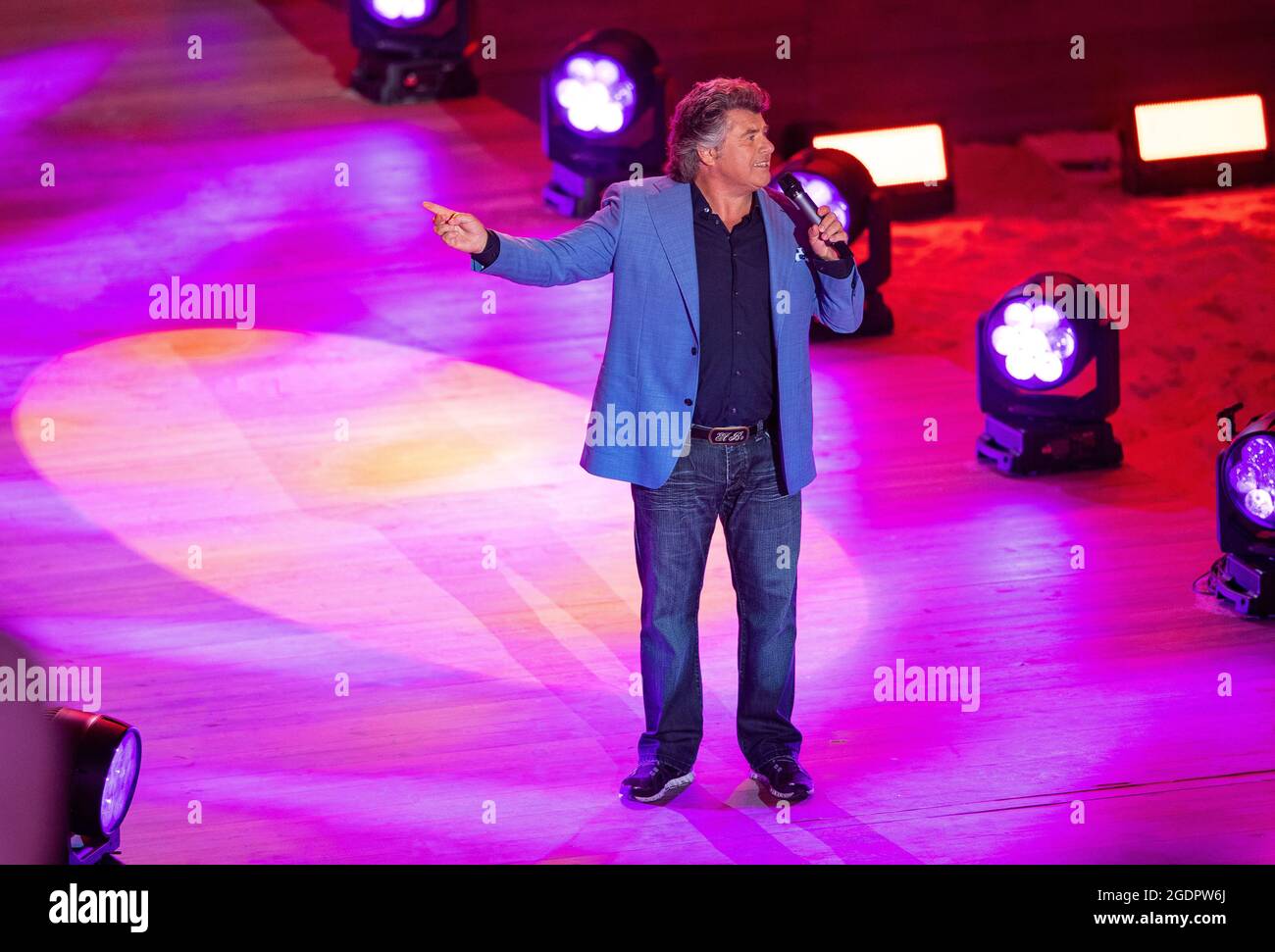 Gelsenkirchen, Germany. 14th Aug, 2021. Singer Andy Borg is on stage ...