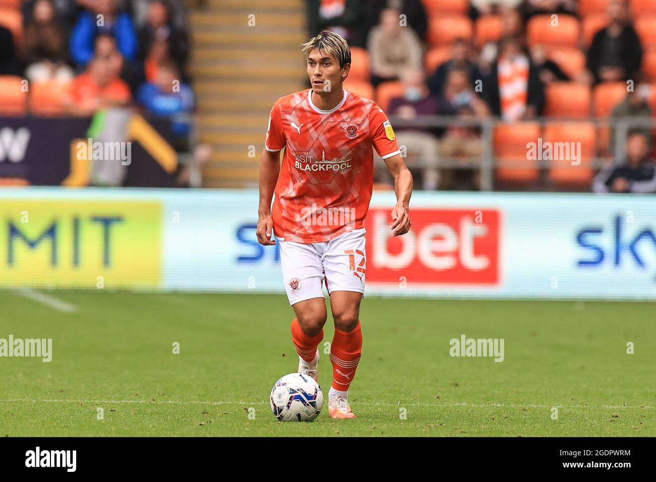 Kenny Dougall #12 of Blackpool in action during the game Stock Photo ...