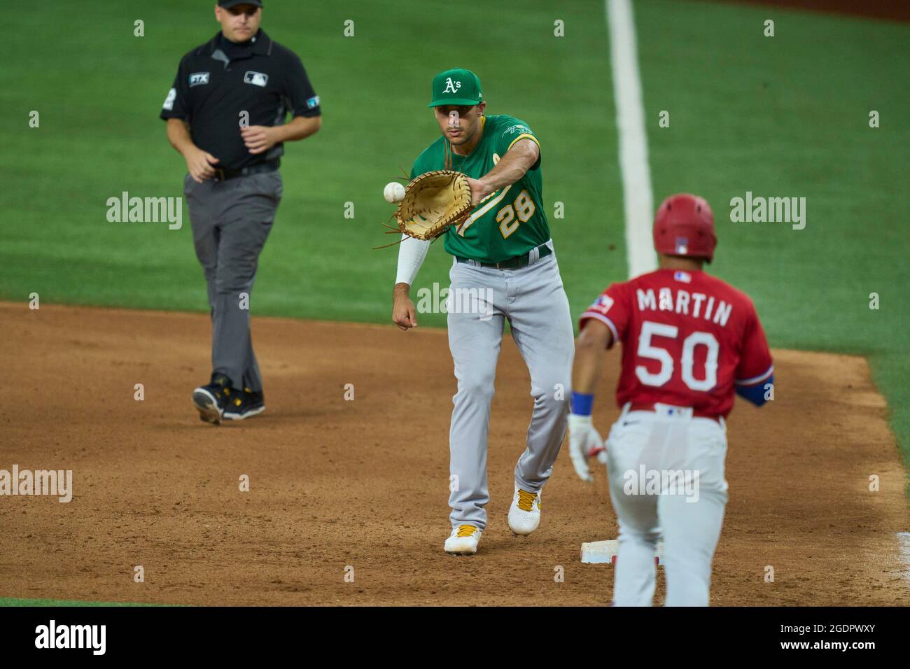 August 13 2021: Oakland first baseman Matt Olson (28) in action during ...