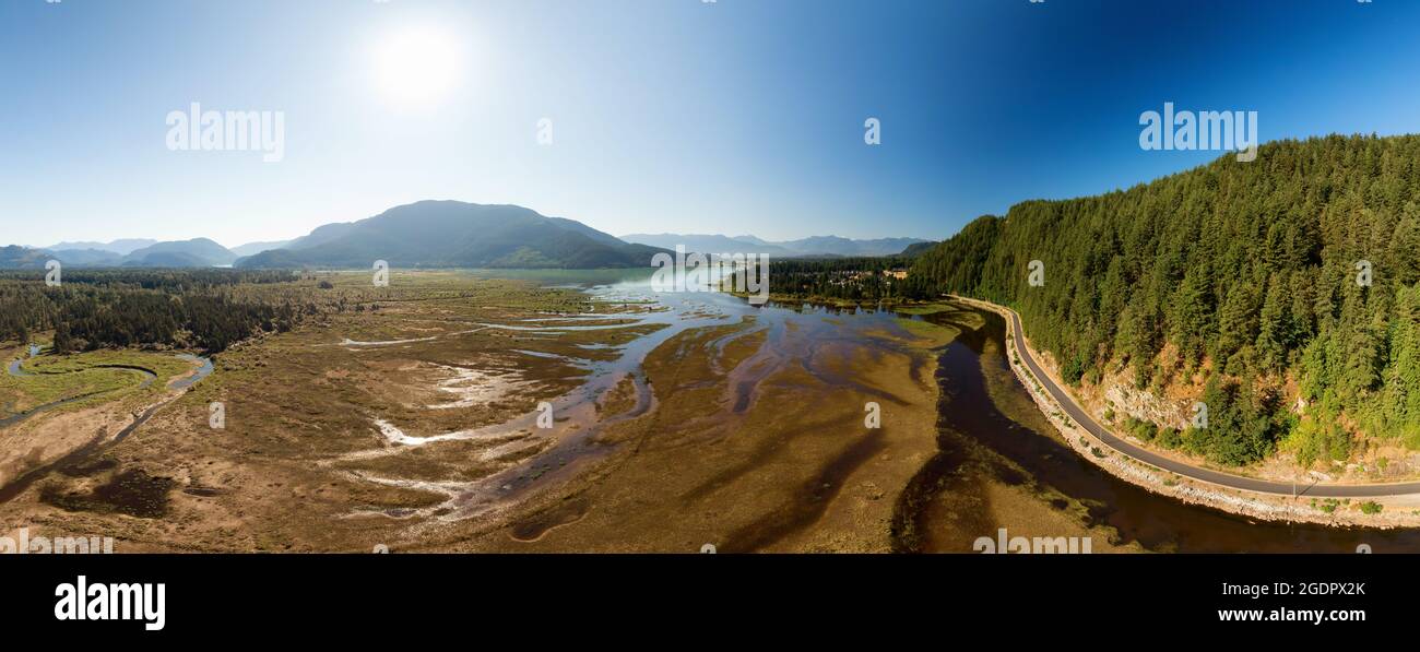 Aerial Panoramic View of Harrison River in Fraser Valley Stock Photo ...