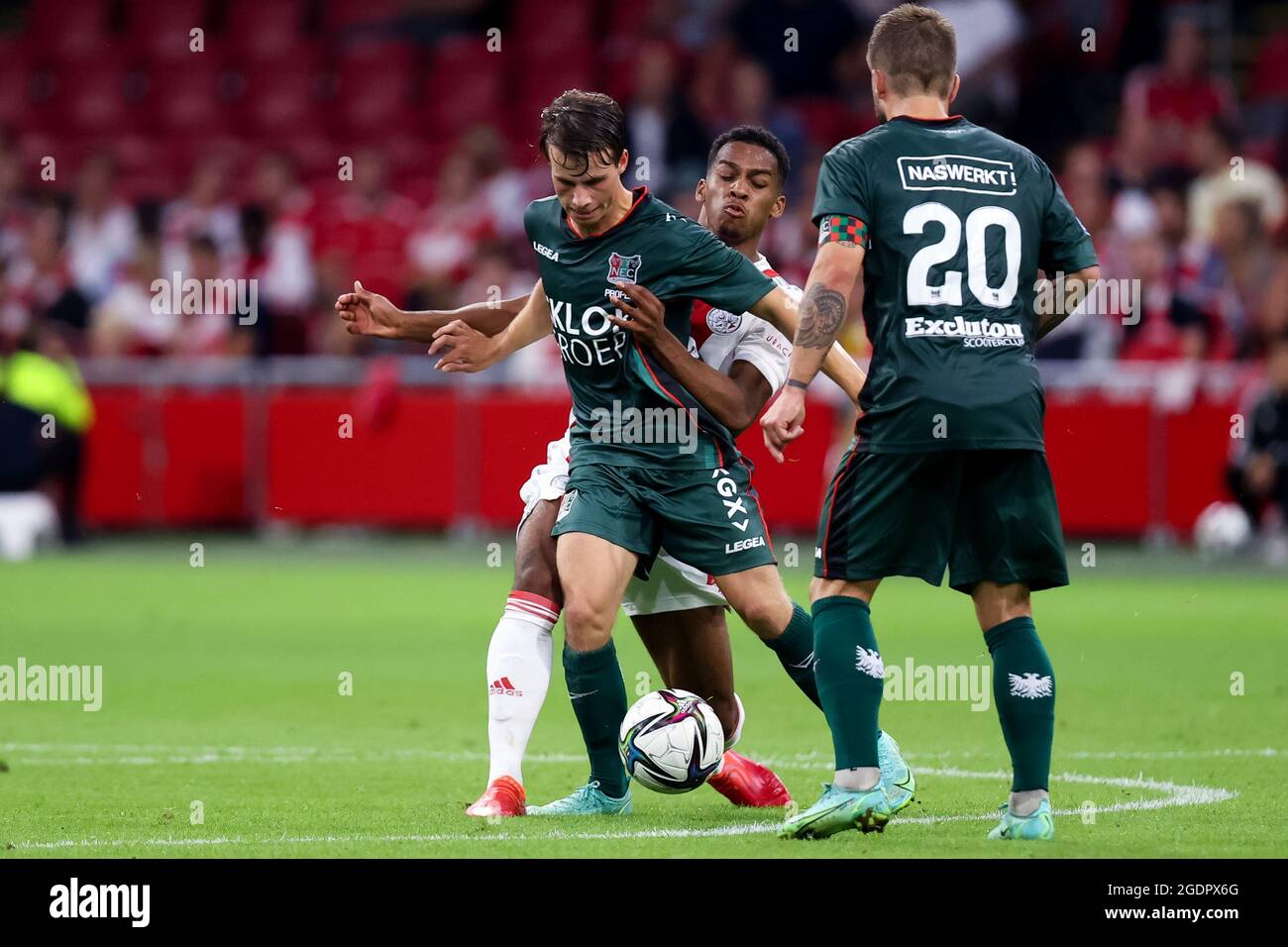 AMSTERDAM, NETHERLANDS - AUGUST 14: Dirk Proper of N.E.C. and Jurrien ...