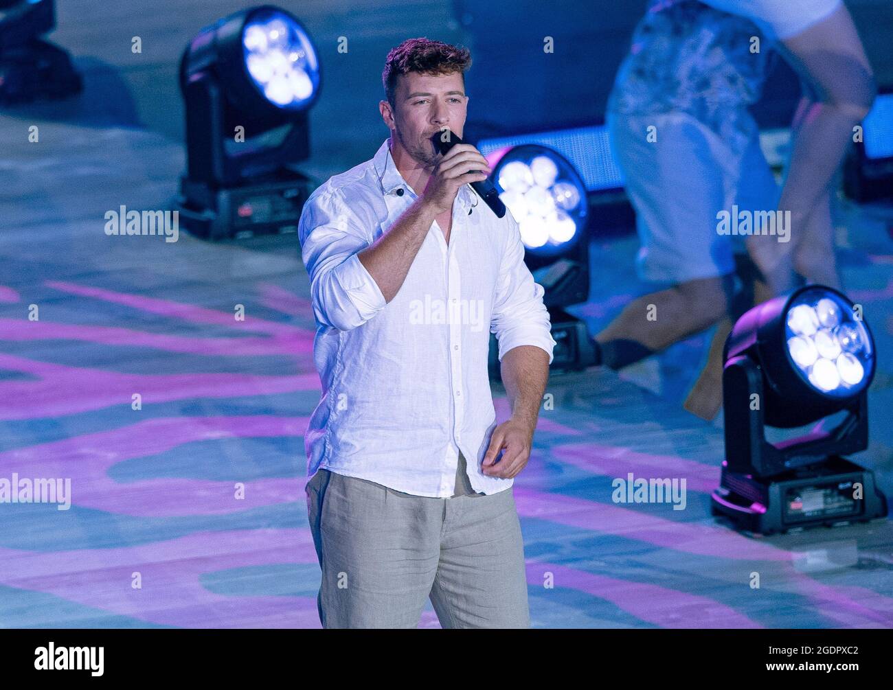 Gelsenkirchen, Germany. 14th Aug, 2021. Singer Ramon Roselly is on ...