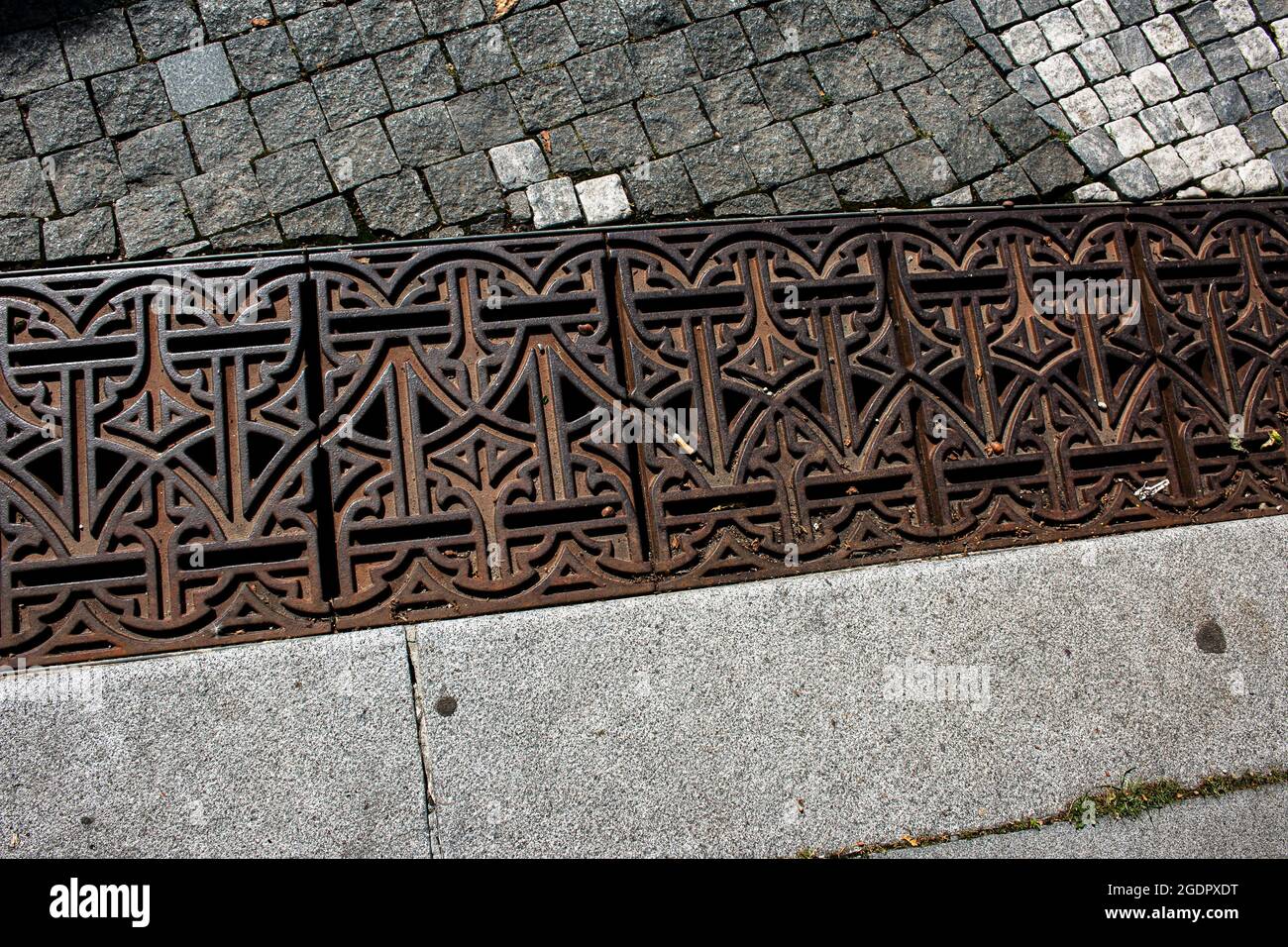 Drainage system. Metal structure for drainage of rainwater. Lattice ...