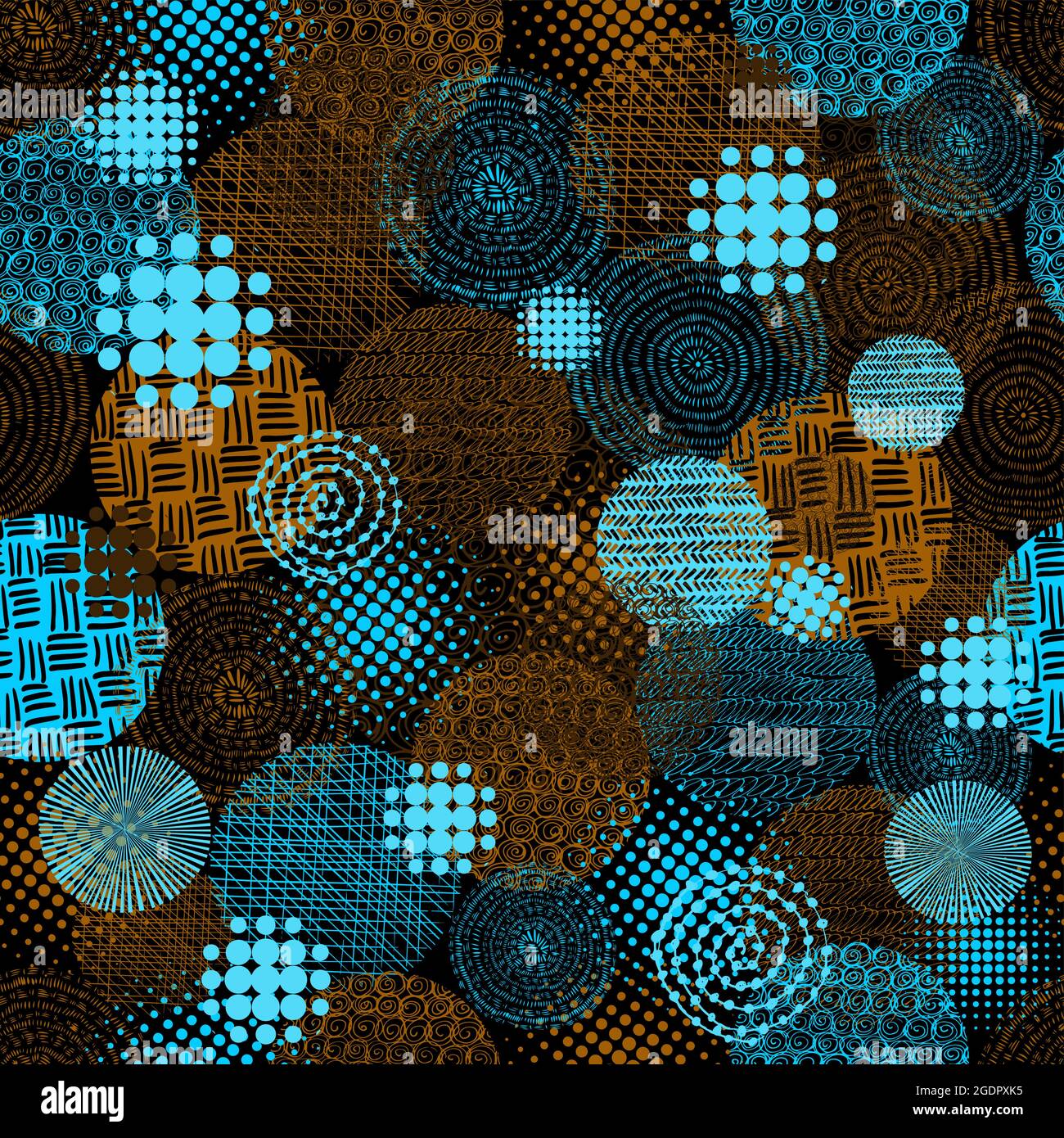 Seamless background from circles with hatching. Abstract multicolored ...