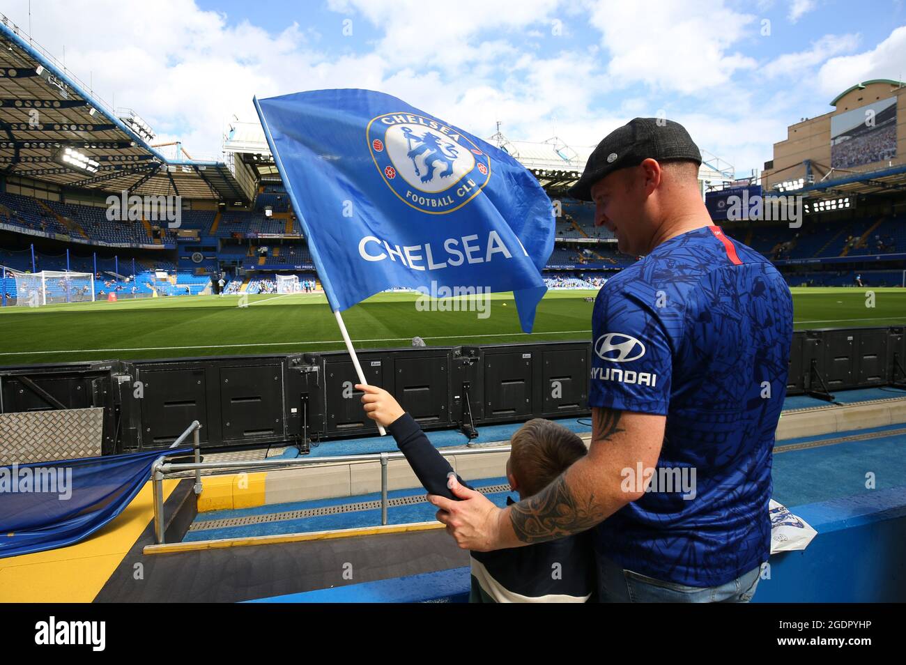 London, England, 14th August 2021. Chelsea fans during the Premier ...
