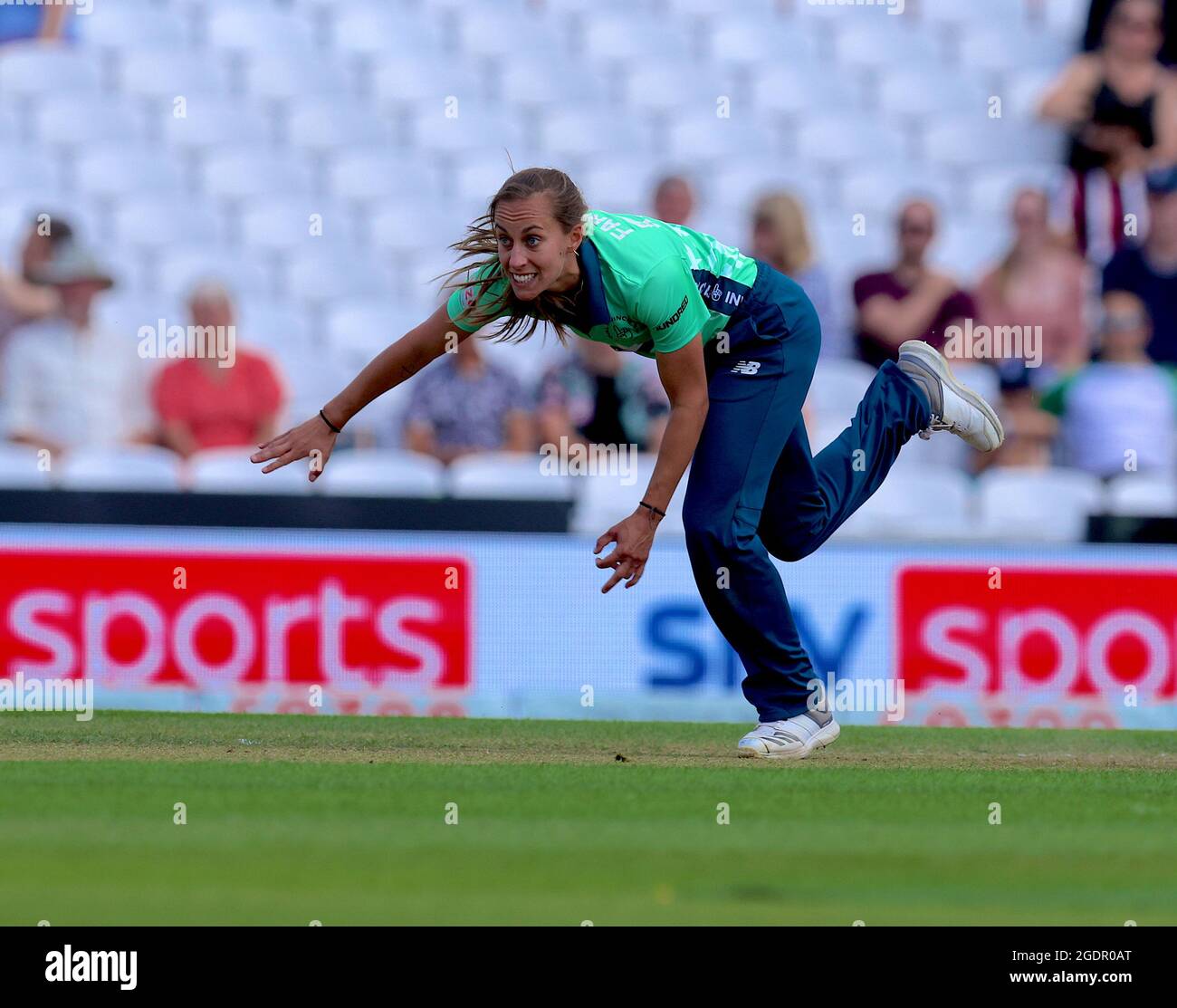 14 August, 2021. London, UK. Tash Farrant of The Oval Invincibles ...