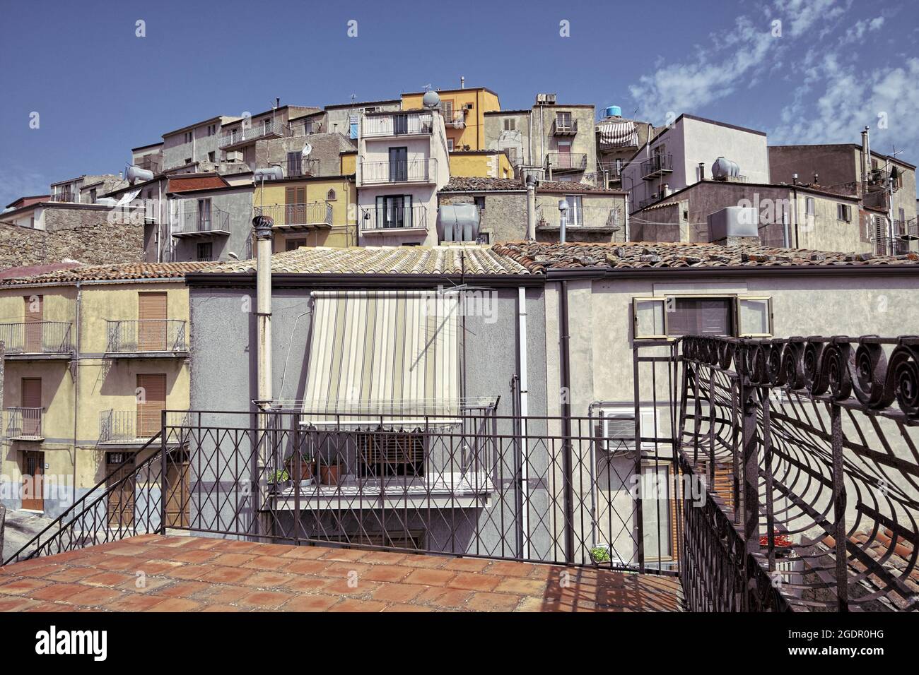 architecture in Sicily houses of Capizzi Old Town, Messina Stock Photo ...