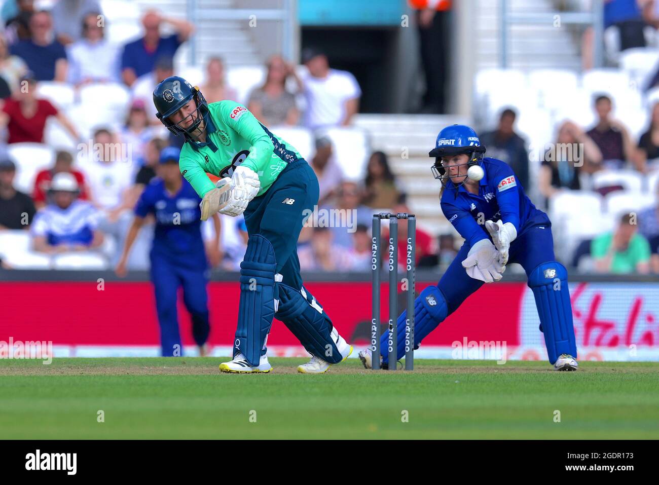 14 August, 2021. London, UK. Fran Wilson of The Oval Invincibles ...