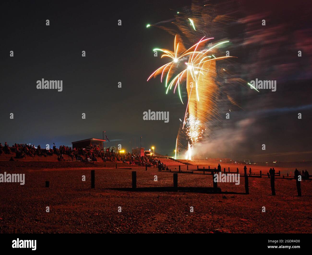 Sheerness, Kent, UK. 14th August, 2021. Fireworks over the sea to ...