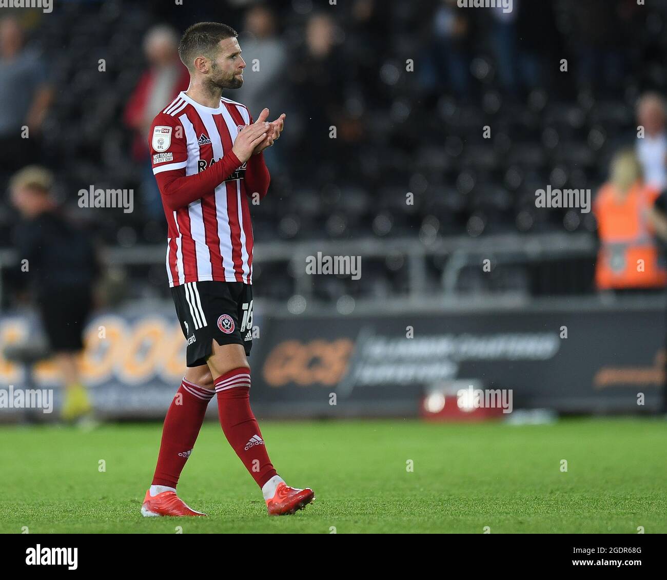 Swansea, UK. 14th Aug, 2021. Oliver Norwood #16 of Sheffield United ...
