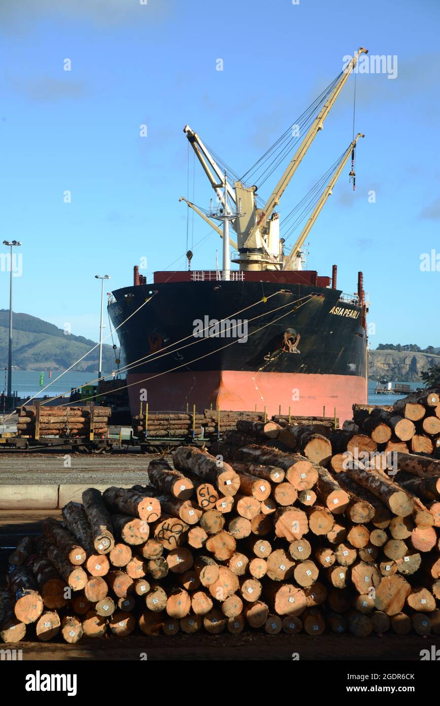 Bulk cargo ship timber load hi-res stock photography and images - Alamy