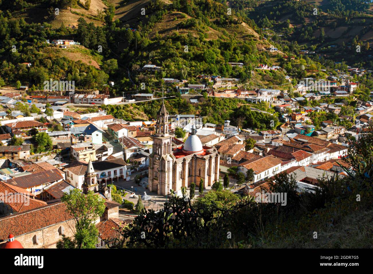 The village of Angangueo, Michoacan located near the Monarch Butterfly ...