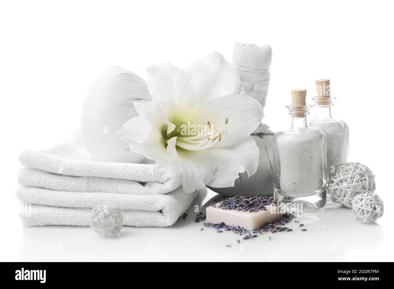 Spa setting on table on light background Stock Photo - Alamy
