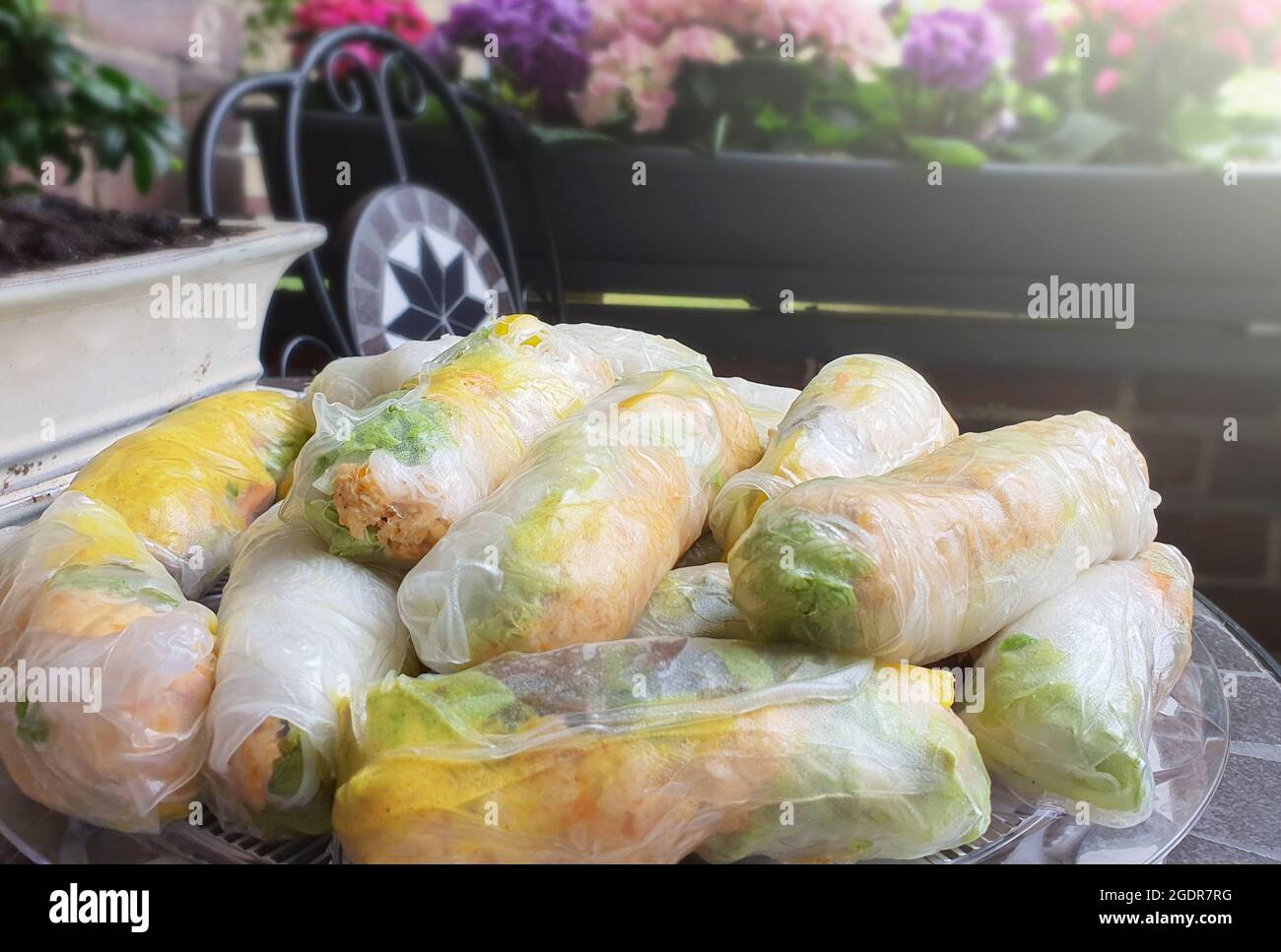 Closeup of vietnamese spring rolls in rice paper, Traditional ...