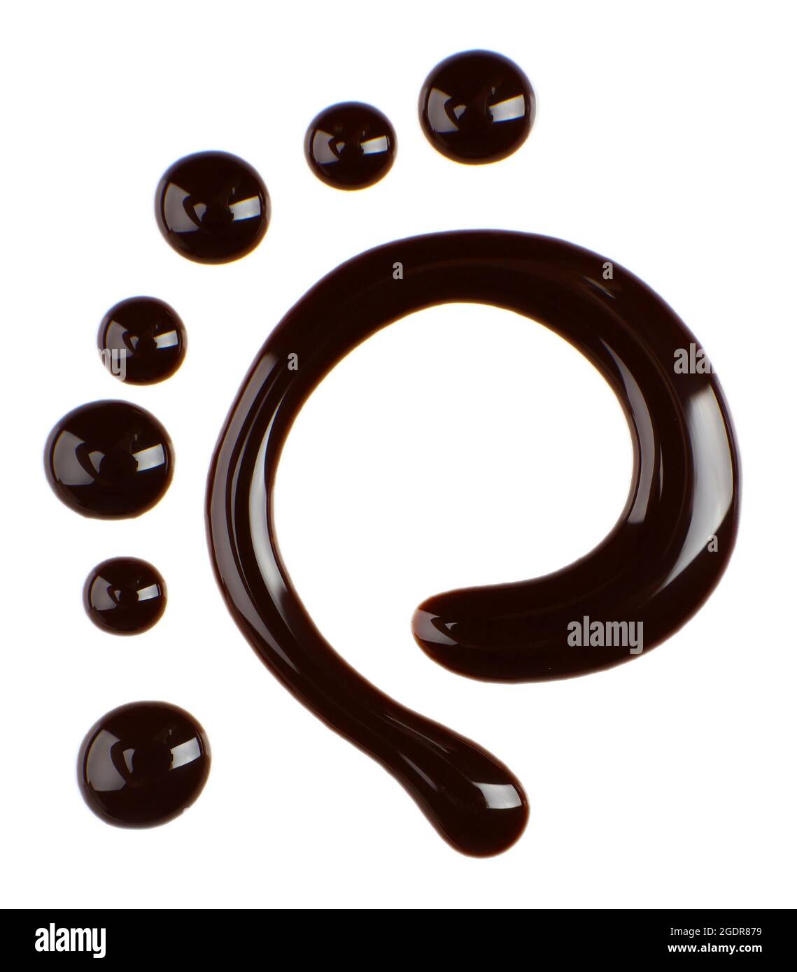 Chocolate syrup drips isolated on white Stock Photo - Alamy